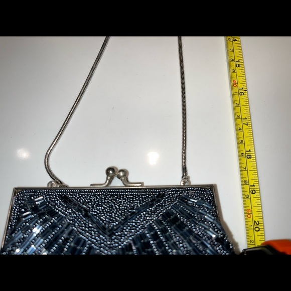 lyrella | Bags | Lyrella Black Beaded Bag Inside Pocket Metal Strap ...
